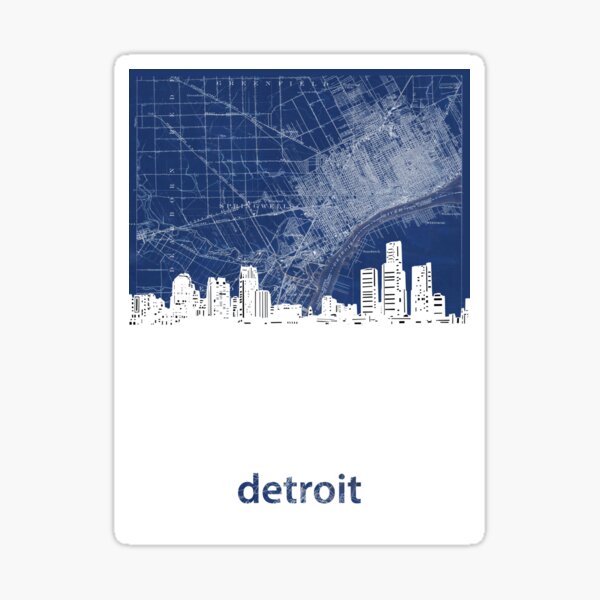 "detroit skyline" Sticker by BekimART | Redbubble