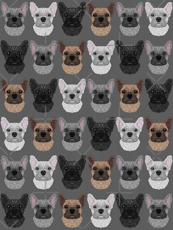 "Frenchie Pattern Grey" by artlovepassion | Redbubble