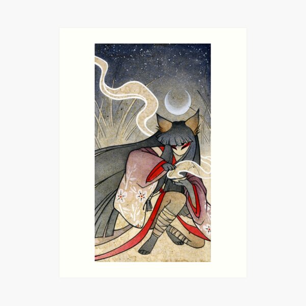 "Fox Spell - Kitsune Yokai Japanese" Art Print by TeaKitsune | Redbubble
