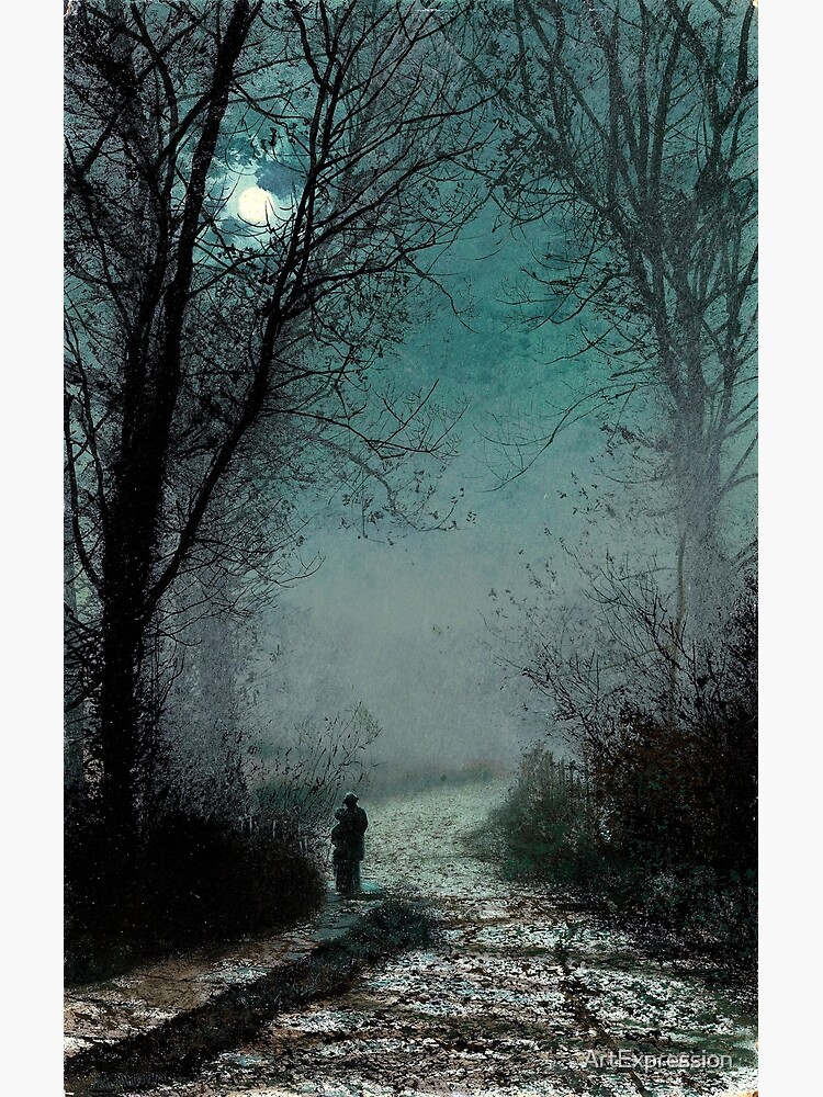 "John Atkinson Grimshaw - Lovers on a moonlit Lane" Art Print by ...