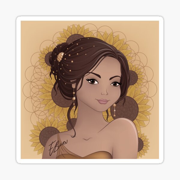 "Sunflower Princess Hana " Sticker by emmaburndesigns | Redbubble