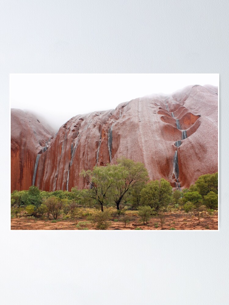 "Amazing Uluru Waterfalls. "Raining on the Rock"" Poster for Sale by ...