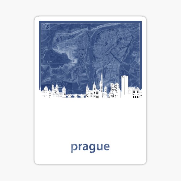 "prague skyline" Sticker by BekimART | Redbubble
