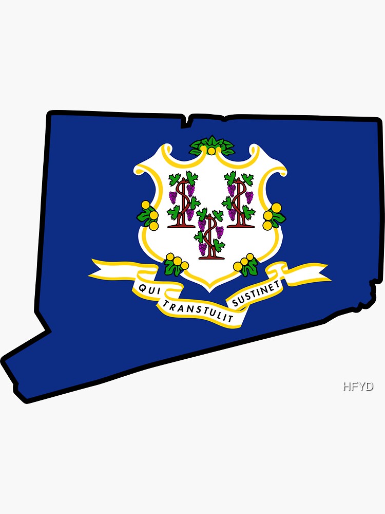 Pegatina «Mapa de la bandera del estado de CONNECTICUT» de HFYD | Redbubble