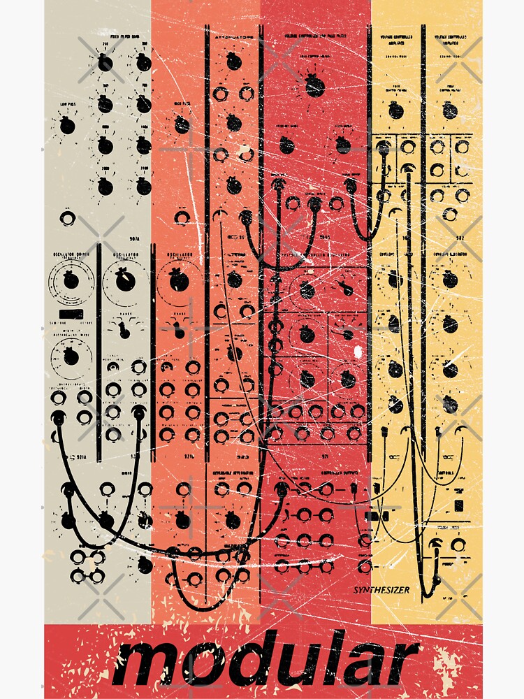 "Vintage Modular Synthesizer - Analog DIY Synth Nerd design" Sticker ...