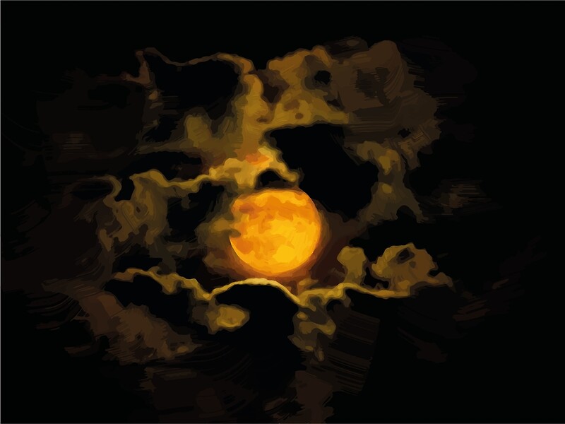 "Orange moon between clouds" by Guardi71 | Redbubble