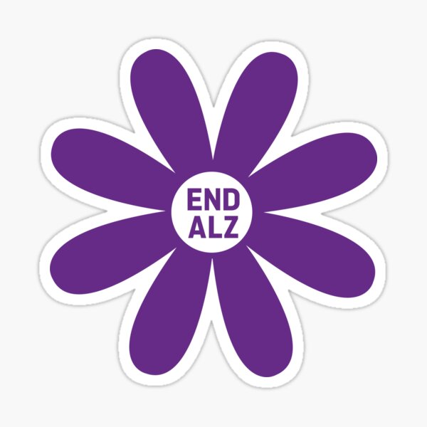 "Alzheimer's Awareness Products Purple ENDALZ END ALZ Flower" Sticker ...