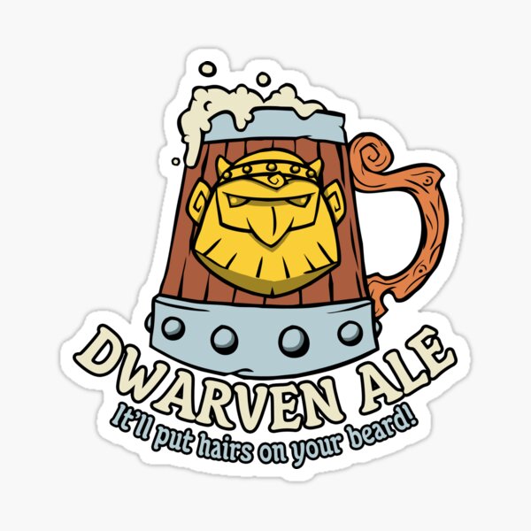 "Dwarven Ale" Sticker for Sale by firespriteuk | Redbubble