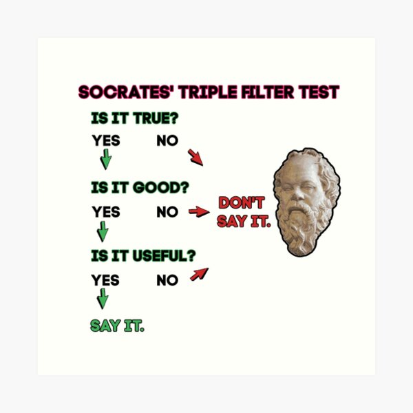 "Socrates' Triple Filter Test" Art Print for Sale by herizon | Redbubble