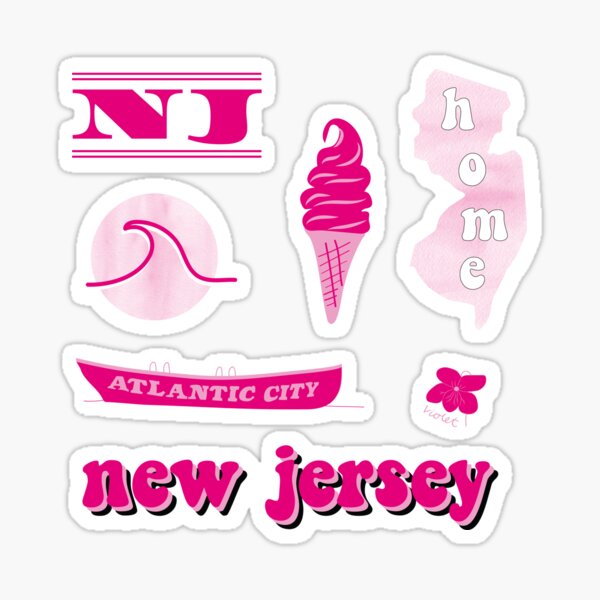 "Hot Pink Watercolor New Jersey US State Sticker Pack" Sticker by The ...