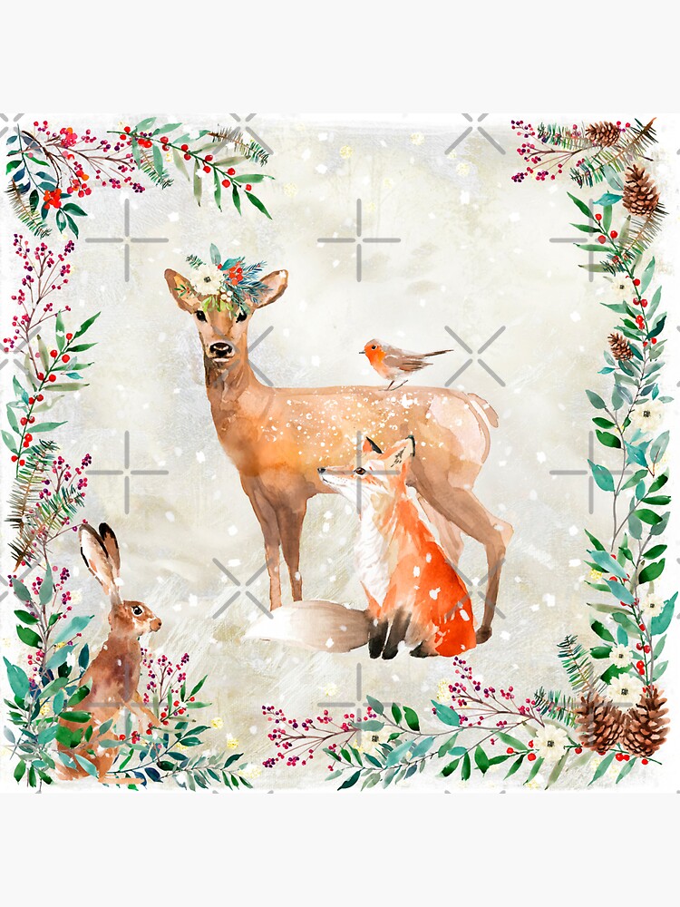 "Winter Woodland Friends" Sticker for Sale by Amanda-Lakey | Redbubble