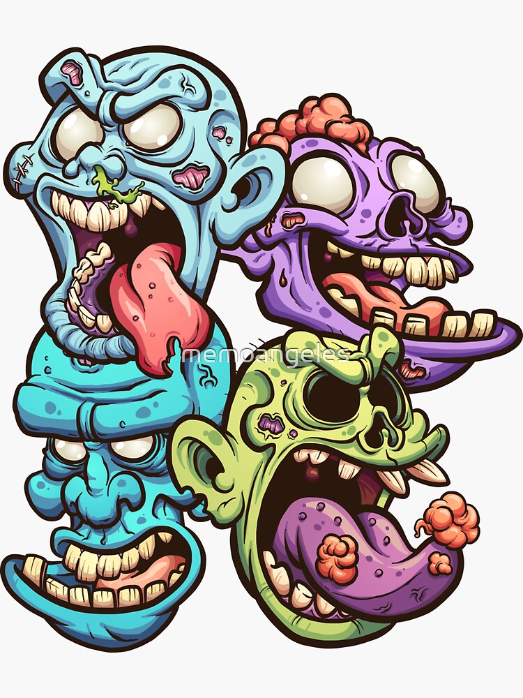 "Zombie heads" Sticker for Sale by memoangeles | Redbubble
