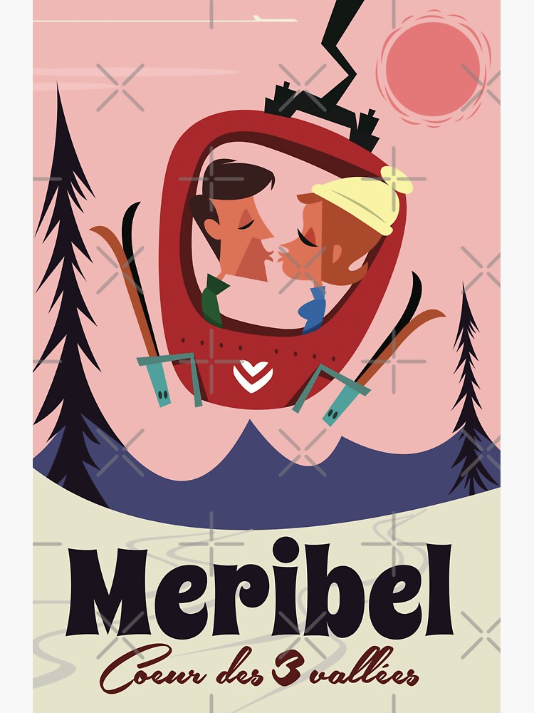 "Meribel poster" Sticker by GAGodel | Redbubble