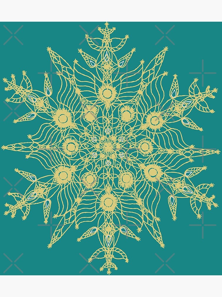 "Hand Drawn Mandala - The Heart of Gaia (color 11)" Poster by Fahreyann ...