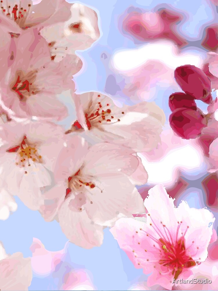 "cherry blossoms, spring flowers art" by ArtlandStudio | Redbubble