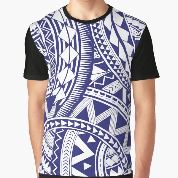 "Navy blue white Samoan Polynesian tribal design" Graphic T-Shirt for Sale by Ayelet Fleming ...