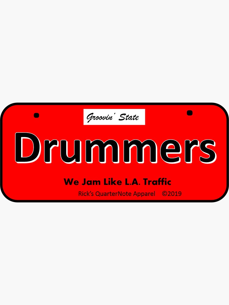"Drummer's License Plate Design" Sticker for Sale by 1funkyangel123 ...