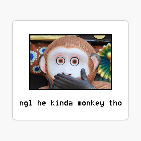 "NGL He Kinda Monkey Tho" Sticker by jordannz | Redbubble