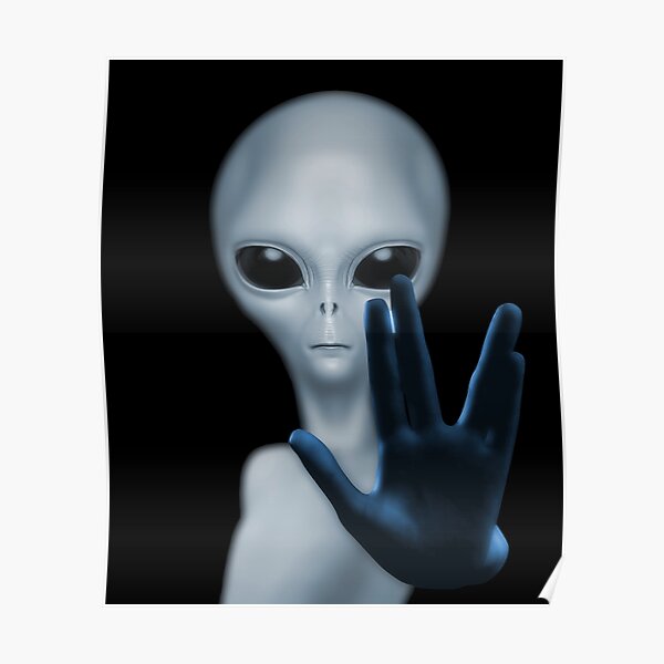 "Gray Alien - We Come In Peace (Dark)" Poster for Sale by el-em-cee ...