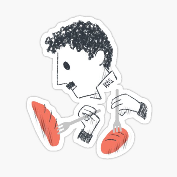 "Chaplin dance with forks and bread" Sticker by bailopinto | Redbubble