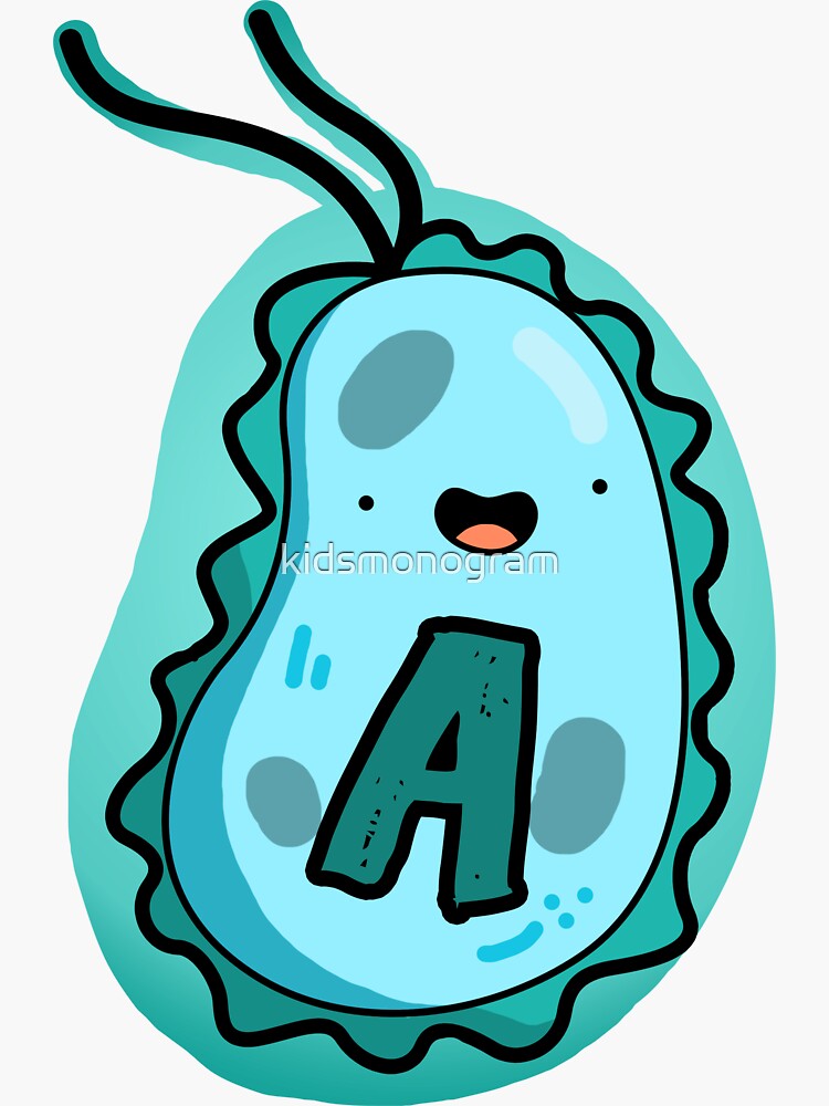 "Alphabet Letter A Blue Bacteria" Sticker for Sale by kidsmonogram ...