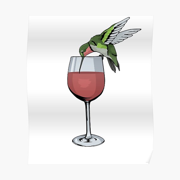 "Hummingbird Wine Tshirt Bird Spirit Animal Wine Hummingbird" Poster ...