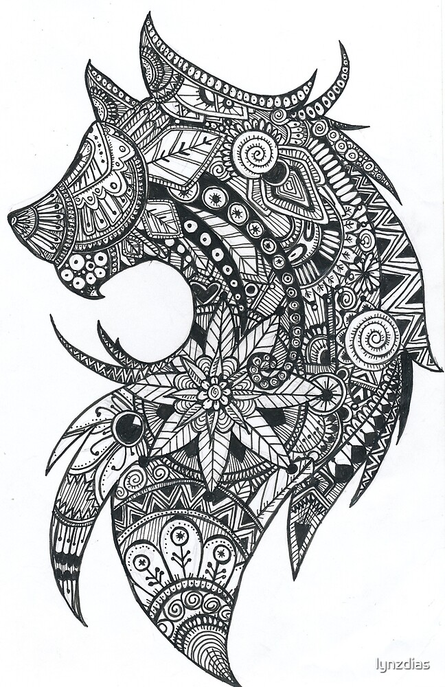 "Zentangle Wolf" by lynzdias | Redbubble