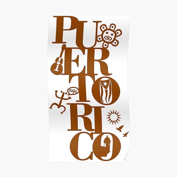 "Puerto Rico Native Taino Symbols Coqui Flag" Poster by byDarling ...