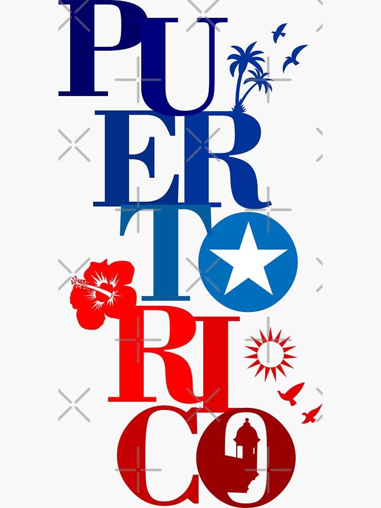 "Puerto Rico Blue Red and White Flag" Sticker by byDarling | Redbubble