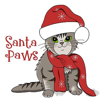 "Santa Paws Cat Christmas Santa 1 Light Background" Art Print for Sale ...