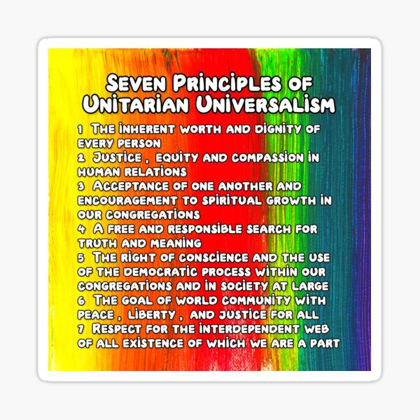 "UU 7 Principles on Rainbow Canvas" Sticker for Sale by gwinna | Redbubble