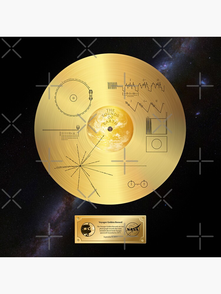 "Voyager 1 Golden Record - space poster" Sticker by SynthWave1950 ...