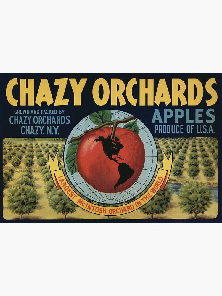 "Vintage Food Crate Label Chazy Orchards New York Apples Fruit ...