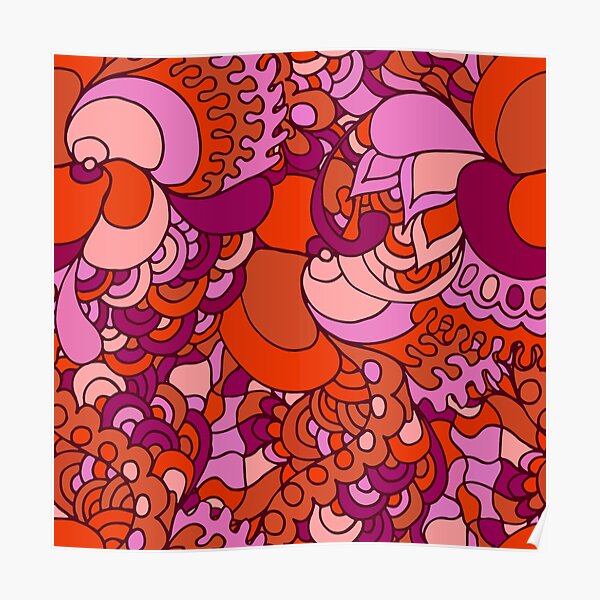 60s Hippie Psychedelic Pattern Poster By Argunika Redbubble
