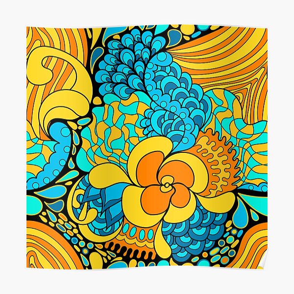 "60s hippie psychedelic pattern" Poster by Argunika | Redbubble