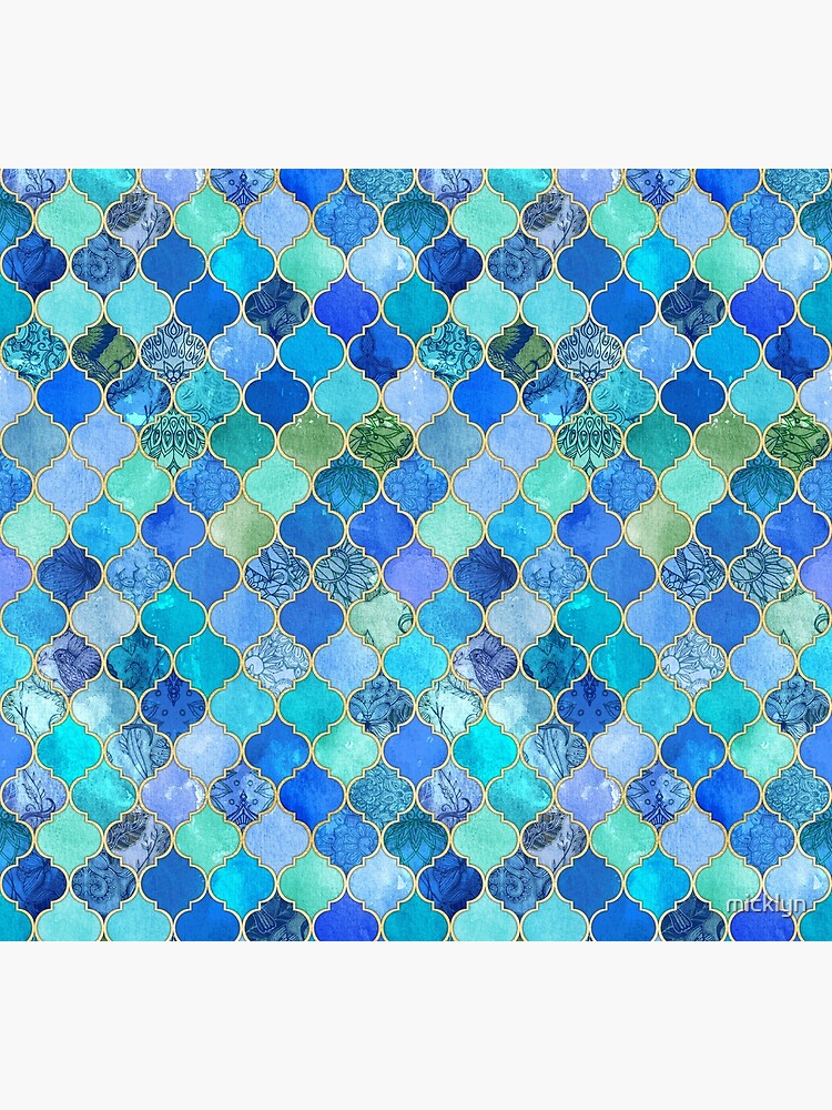 Cobalt Blue, Aqua & Gold Decorative Moroccan Tile Pattern | Socks ...