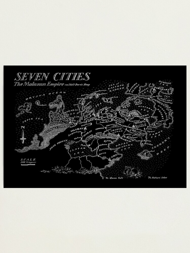 "Malazan Seven Cities Map White Design" Photographic Print by ...