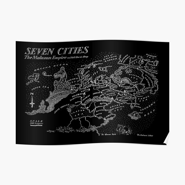 "Malazan Seven Cities Map White Design" Poster for Sale by symbolized ...