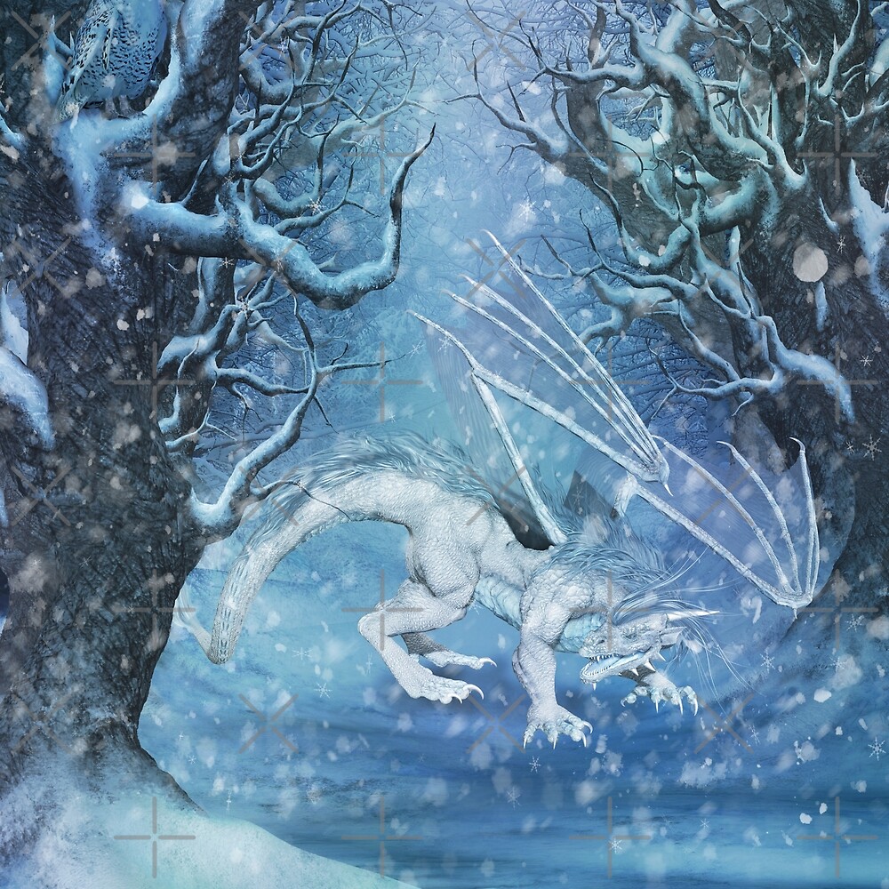 "Awesome ice dragon in a winter landscape" by nicky2342 | Redbubble