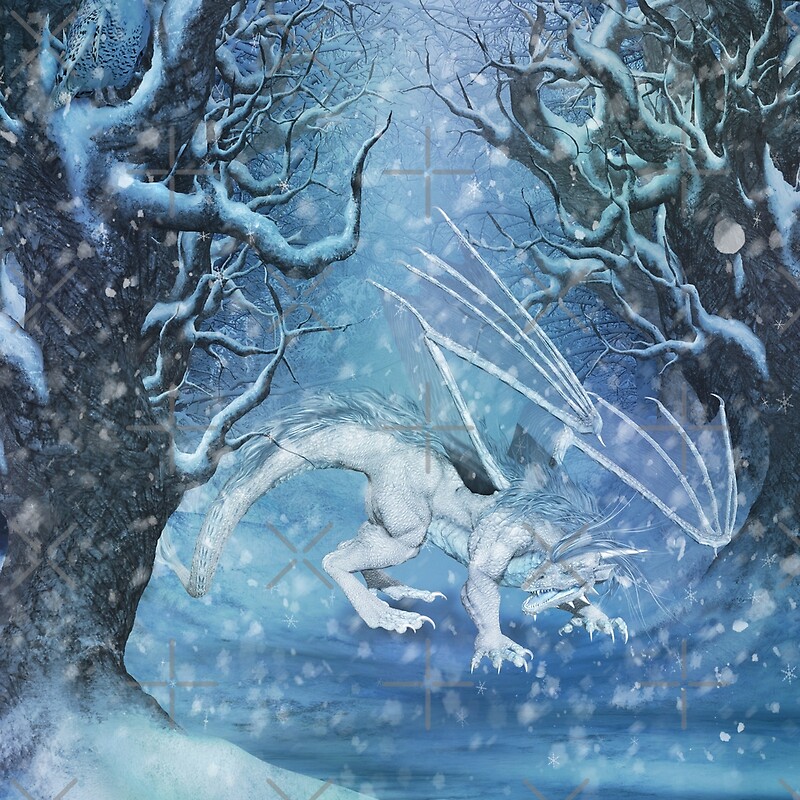 "Awesome ice dragon in a winter landscape" by nicky2342 | Redbubble