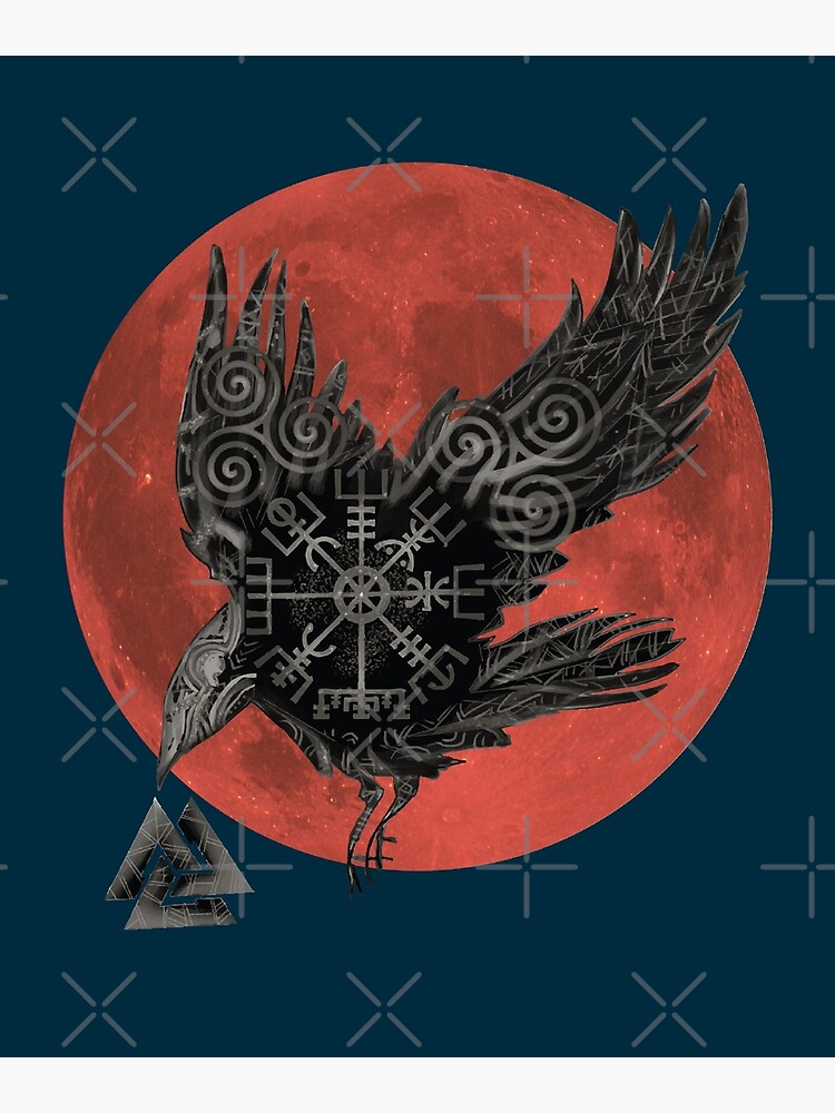 "Viking Norse Raven Runes Bloody Moon" Poster by Desha001 | Redbubble
