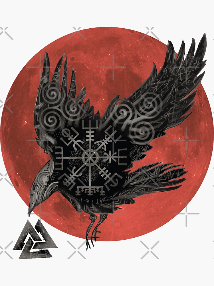 "Viking Norse Raven Runes Bloody Moon" Sticker for Sale by Desha001 ...