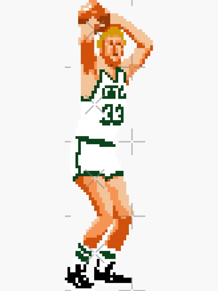 "Larry Bird Pixel Shot Qiangy" Sticker by qiangdade | Redbubble