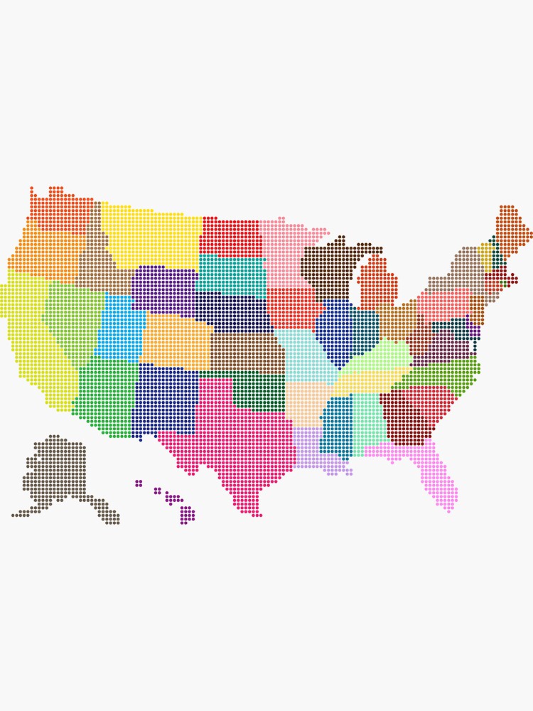"United States of America Dot Art" Sticker by janachesnut | Redbubble
