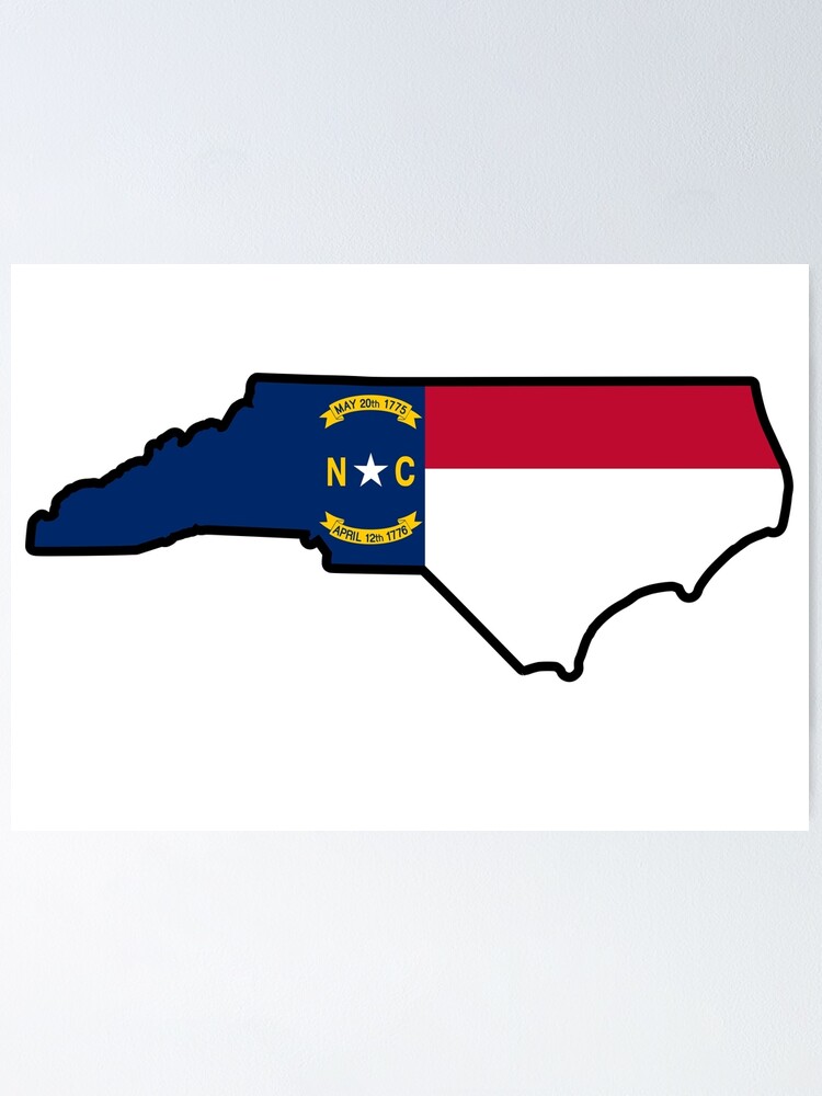"State Flag Map of NORTH CAROLINA" Poster for Sale by HFYD | Redbubble