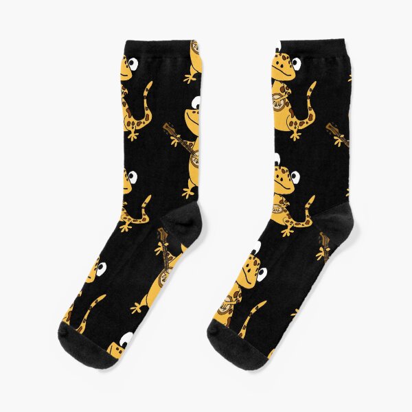 "Funny Leopard Gecko Lizard Playing Banjo Music" Socks for Sale by ...