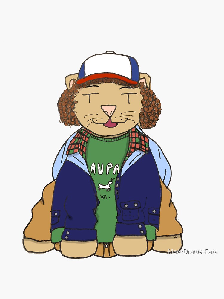 ""Dustin" Cat" Sticker for Sale by Mae-Draws-Cats | Redbubble