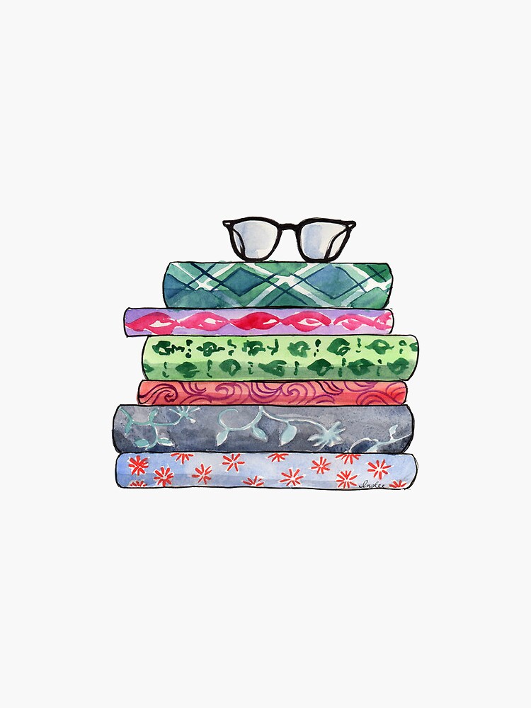 "Cute Stack of Books" Sticker for Sale by juliachesnut | Redbubble