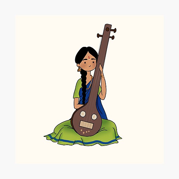 "Carnatic music girl" Photographic Print for Sale by sketchesnsongs ...