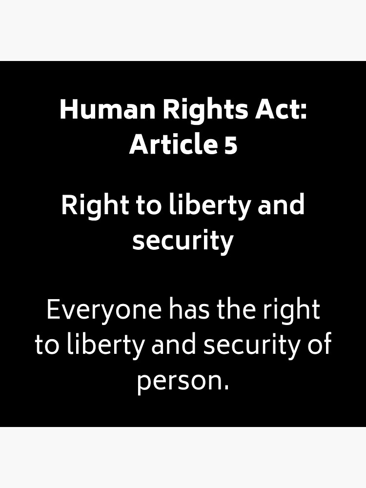 "Human Rights Act: Article 5" Sticker for Sale by carmenego | Redbubble